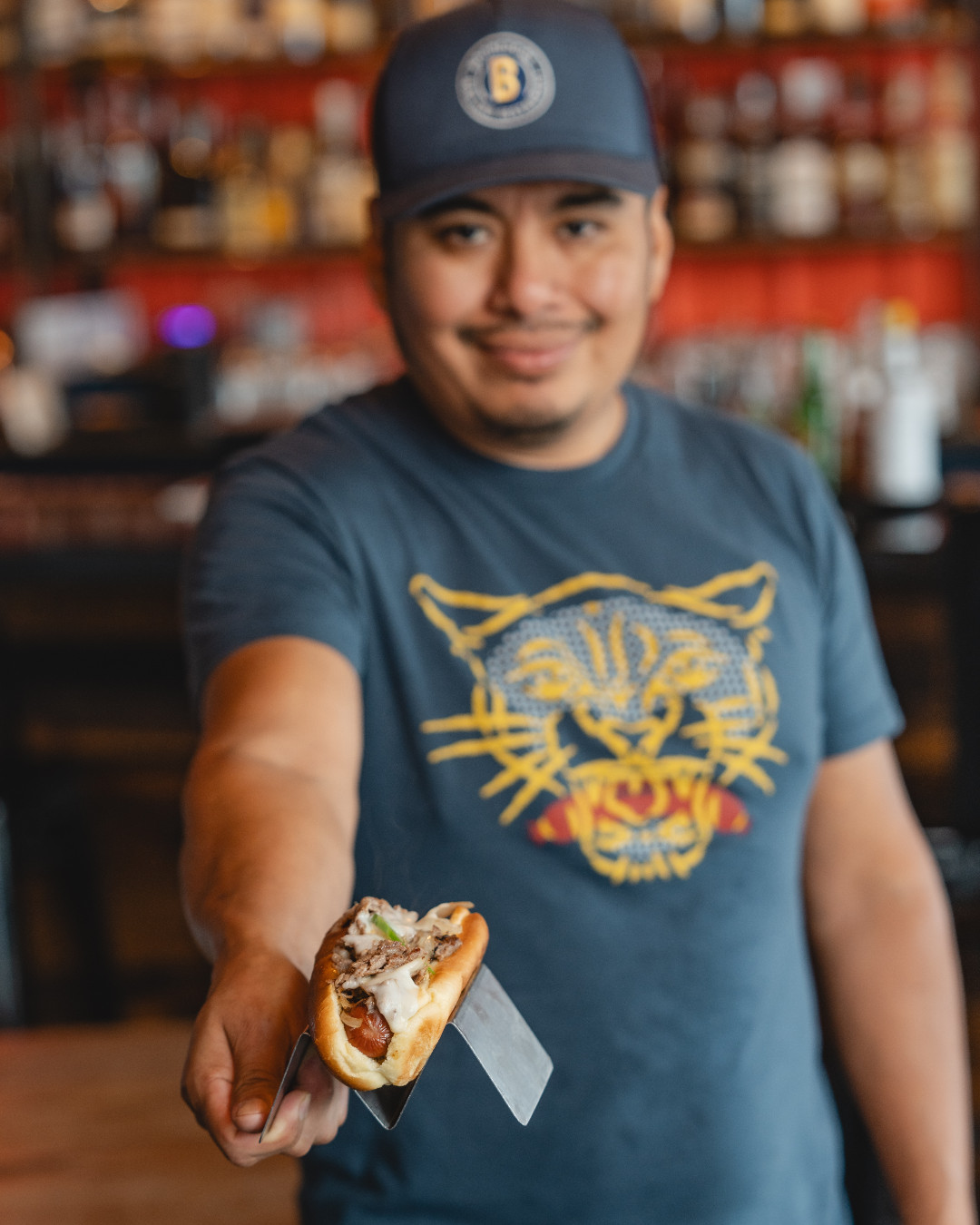 Mario's Cheese Steak Dog - Boonedogs Bar & Restaurant